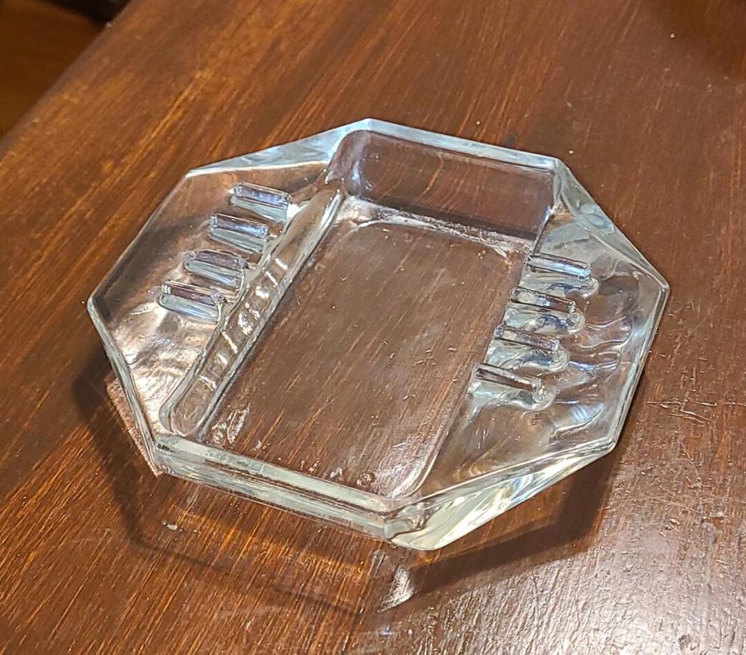 Vintage Safex Clear Glass Square Ashtray - Art Deco Trinket Dish ...