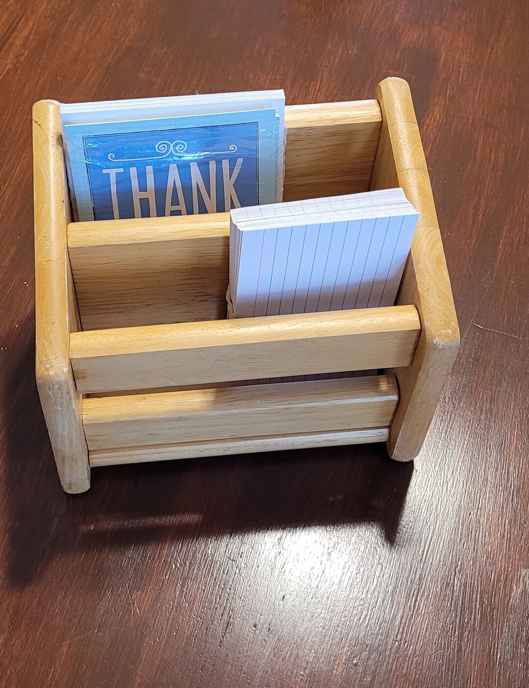 Wood Letter Holder or Bill Holder Desk Organizer With 2 Compartments ...