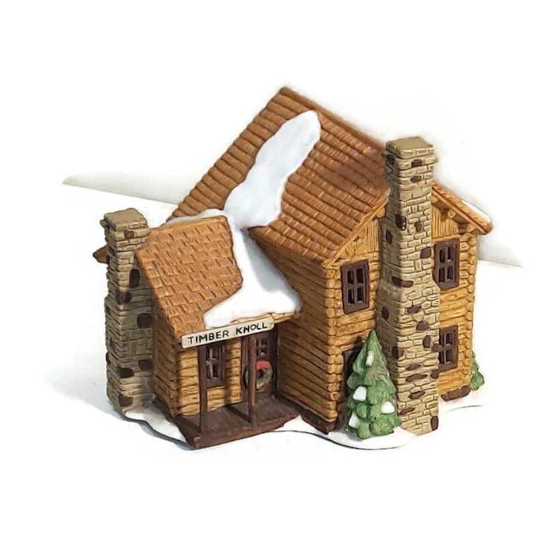 New England Village Lighted Log Cabin Christmas House - Handcrafted ...