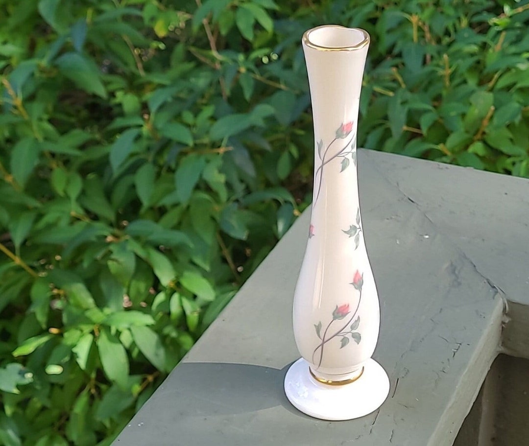 Vintage Lenox Porcelain Bud Vase With 24K Gold Trim and Floral Design ...