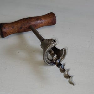 Vintage Wooden T-handle Corkscrew, Retro Wine Opener, Mid-century Bar ...