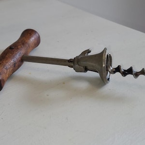 Vintage Wooden T-handle Corkscrew, Retro Wine Opener, Mid-century Bar ...