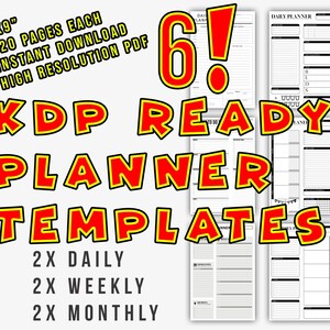 6 X 120 Pages 6x9" Templates for KDP - Planner Template Ready - 2 Daily ...