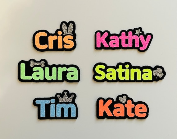 Neon Glitter Felt Nametag / Neon Name Badge / Backpack Namepin - Etsy