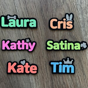 Neon Glitter Felt Nametag / Neon Name Badge / Backpack Namepin ...