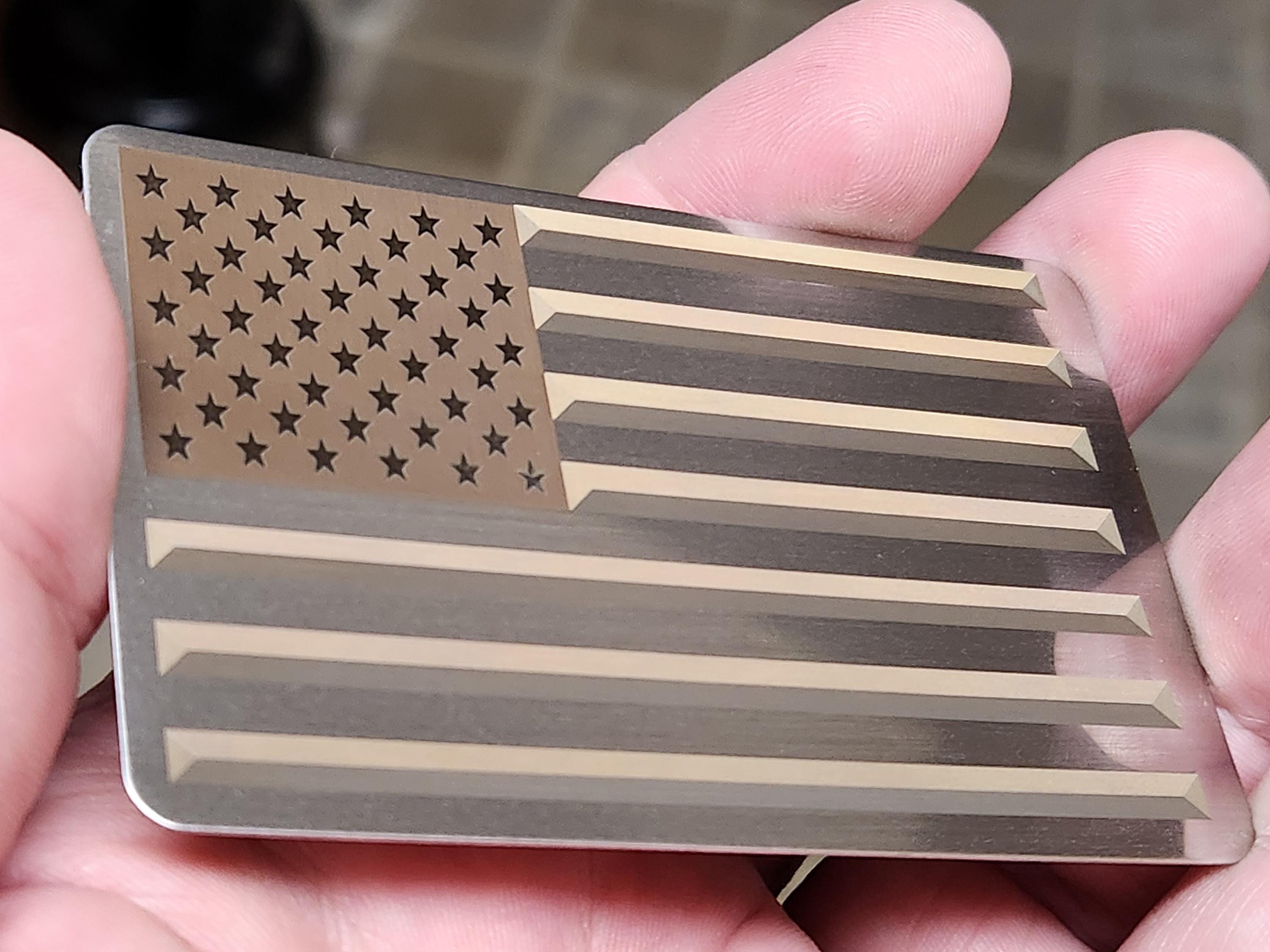 US United States Stainless Steel Metal Mini Flag Card for Stickers ...