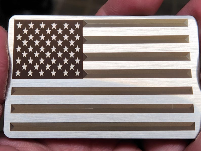 US United States Stainless Steel Metal Mini Flag Card for Stickers ...