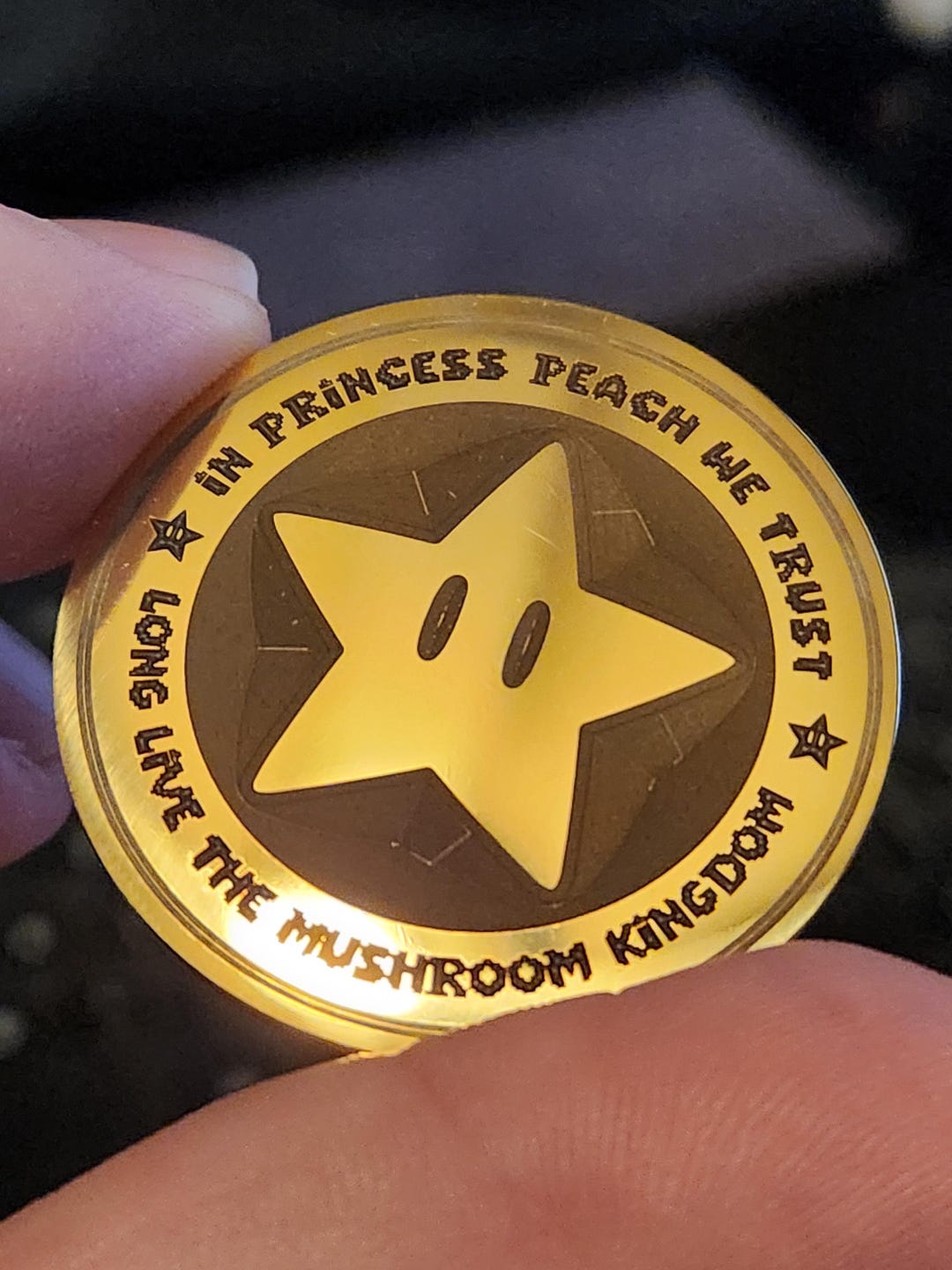 Golden Mario Mushroom Kingdom 1-up Laser Etched Golden Coin for ...