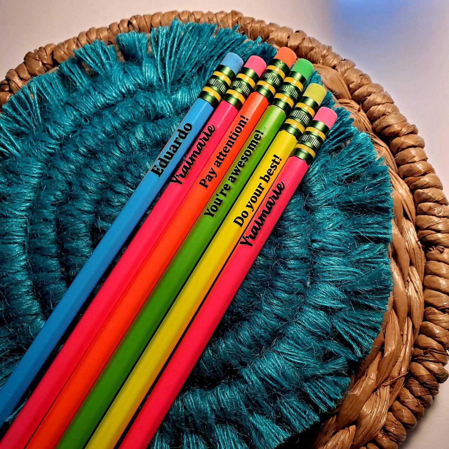 Custom Neon Yellow or Pastel Color Pencils Back to School - Etsy