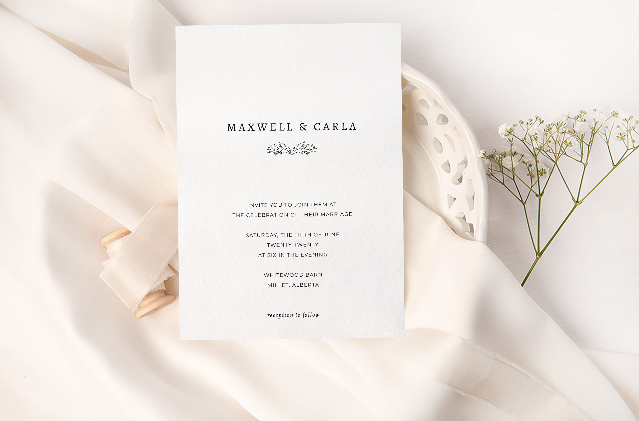 Romantic Elegant Wedding Invitations Modern Wedding | Etsy