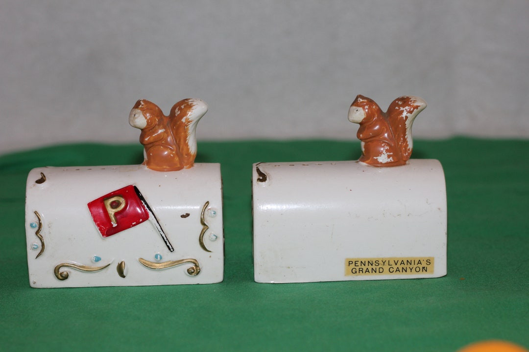 Vintage Squirrel Sitting on Mail Box Salt & Pepper Shakers - Etsy