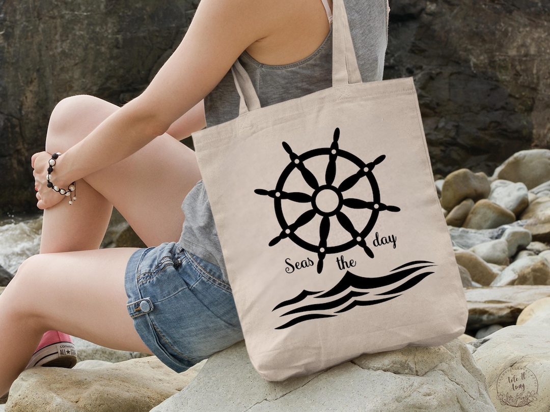 Seas the Day Canvas Tote Bag, Boat Captain Bag, Boat Lover Gift, Ocean ...