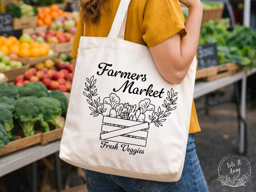 Farmers Market Canvas Tote Bag, Eco Friendly Tote Bag, Custom Bag ...