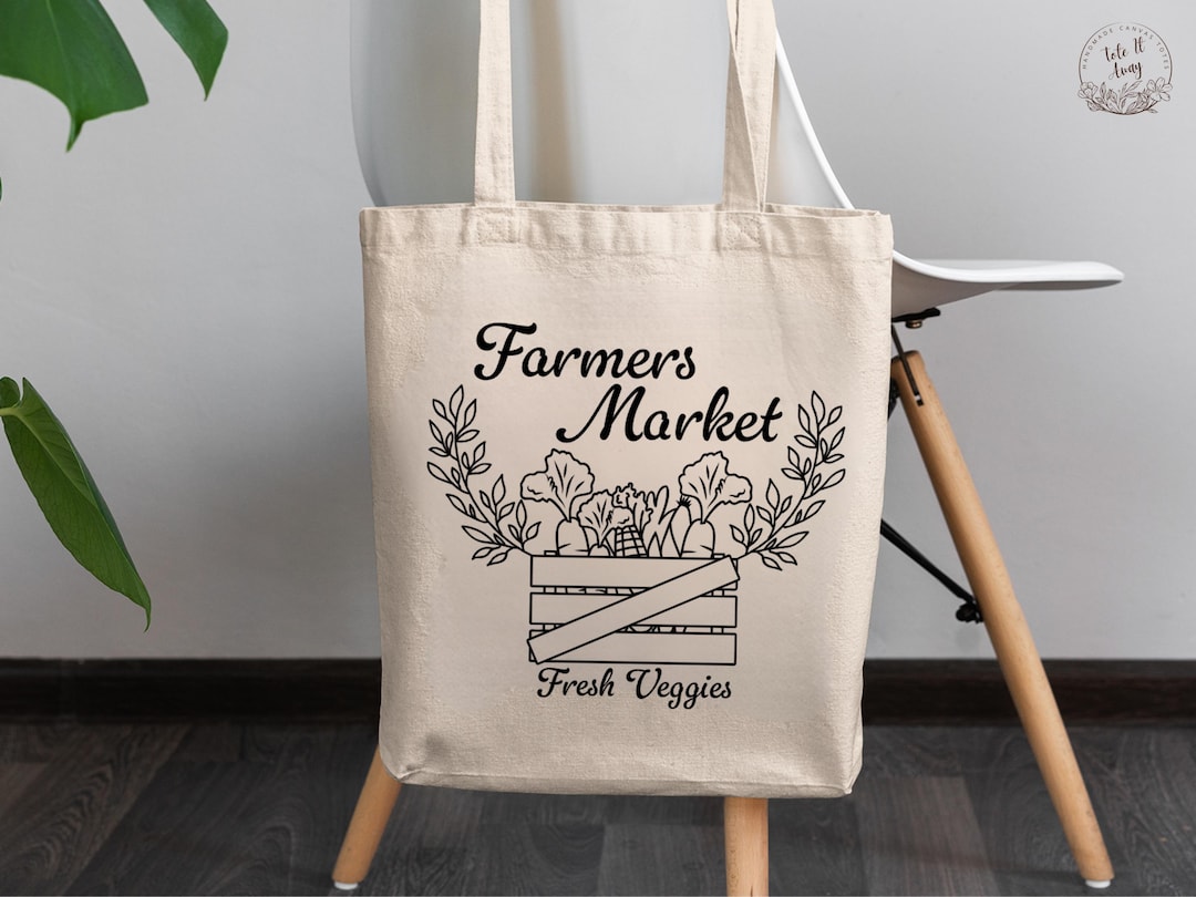 Farmers Market Canvas Tote Bag, Eco Friendly Tote Bag, Custom Bag ...