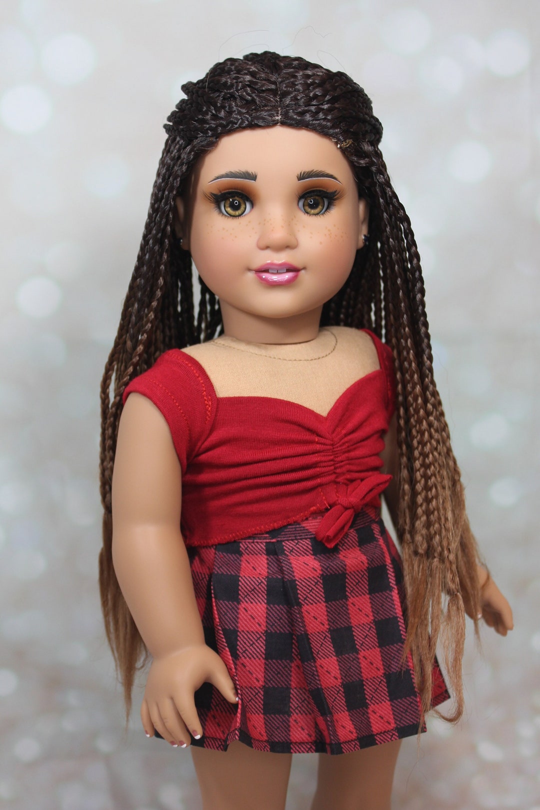 Ooak Custom American Girl Doll Delaney Evette Custom Biracial Doll Amber Eyes With Braids