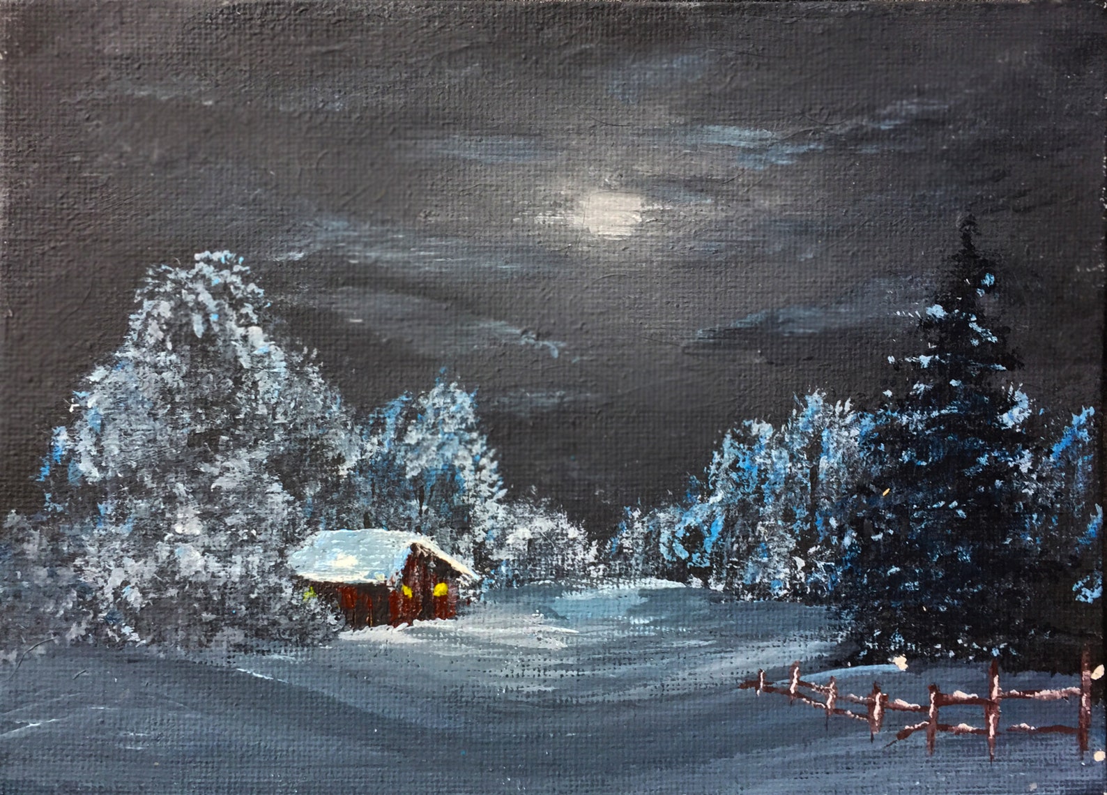 Winter Night - Art Prints - 4 Sizes - Art Wall Decor, Cabin Print ...