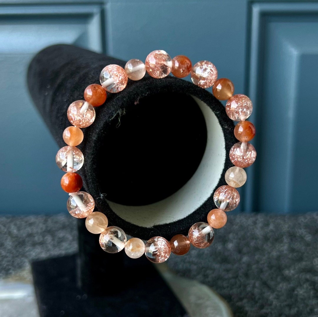 Grade A Red Rabbit Hair Quartz Bracelet, Red Rutilated Quartz Crystal ...