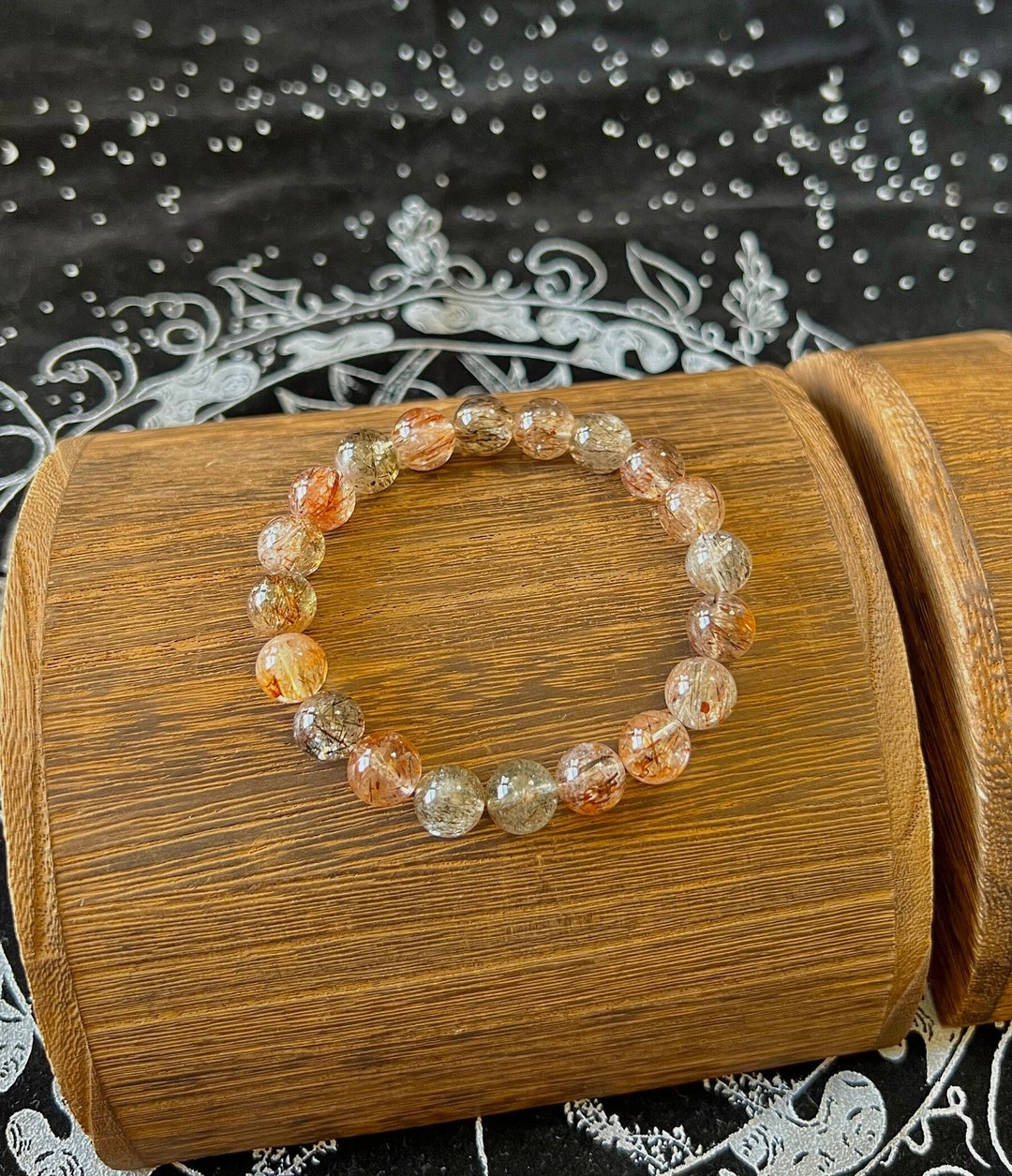 Mixed Rutilated Quartz Bracelet, Crystal Beaded Bracelet, Crystal ...