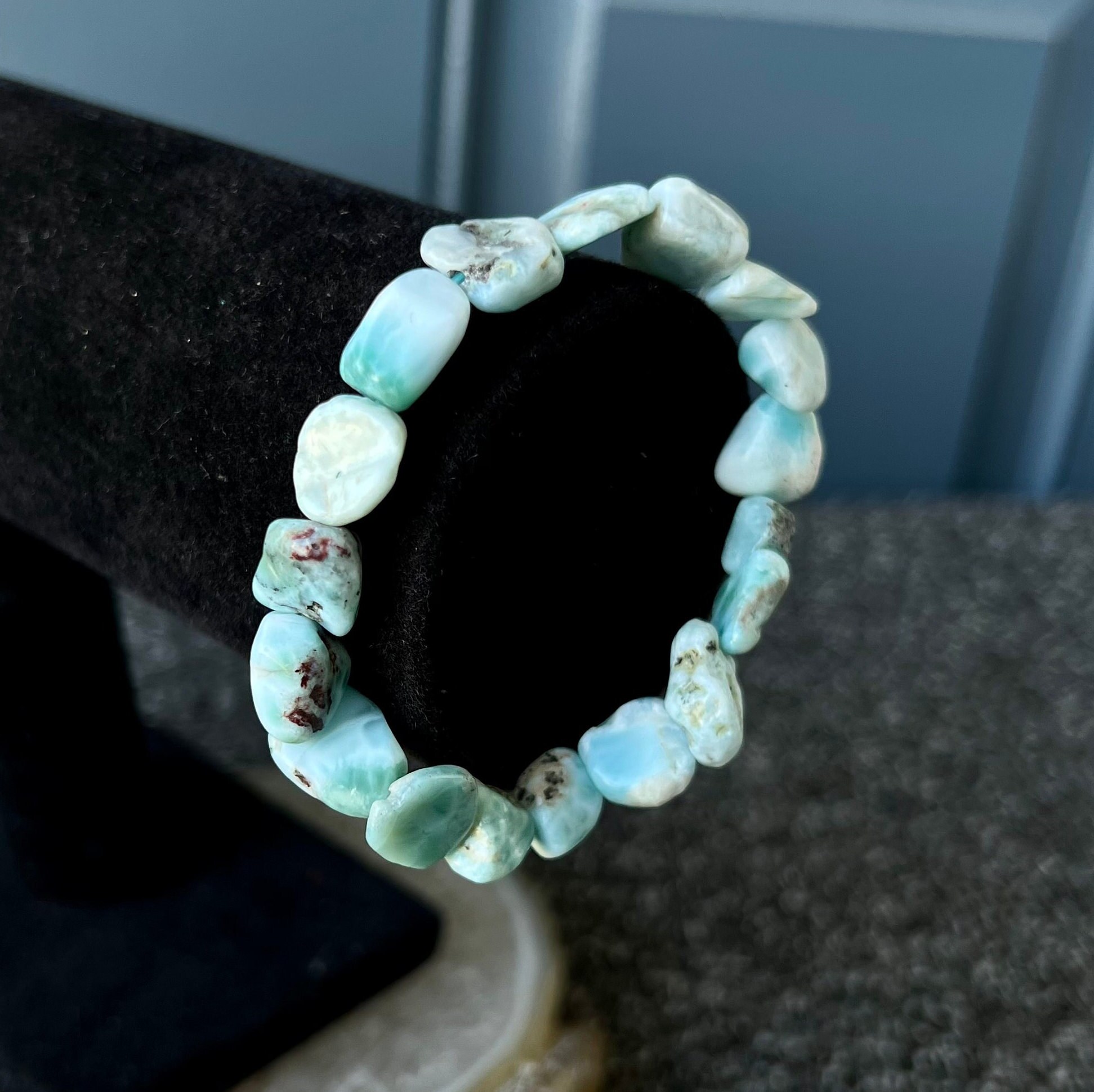 Grade A Larimar Bracelet, High Quality Larimar Crystal Bracelet, Rare Larimar Jewelry, Spiritual ...