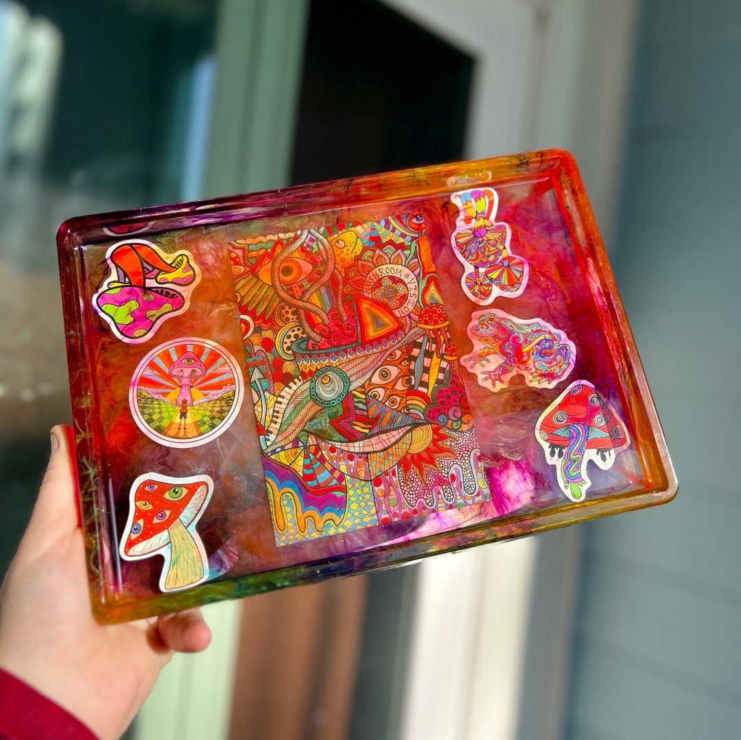 Mushroom Trip Psychedelic Decorative Tray / Rolling Tray, Smoking ...