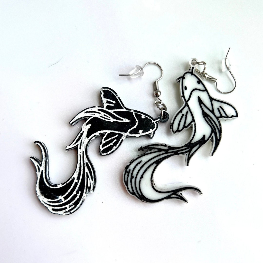 Yin Yang Koi Fish Earrings, Feng Shui Earrings, Taoism, Yin and Yang ...