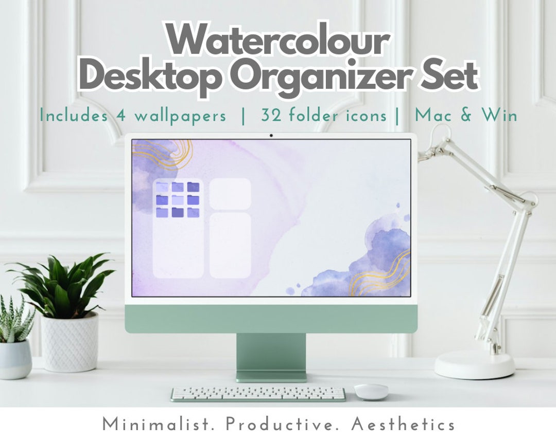 Desktop Watercolour Wallpaper Organizer Set, Calendar Wallpaper, PC ...