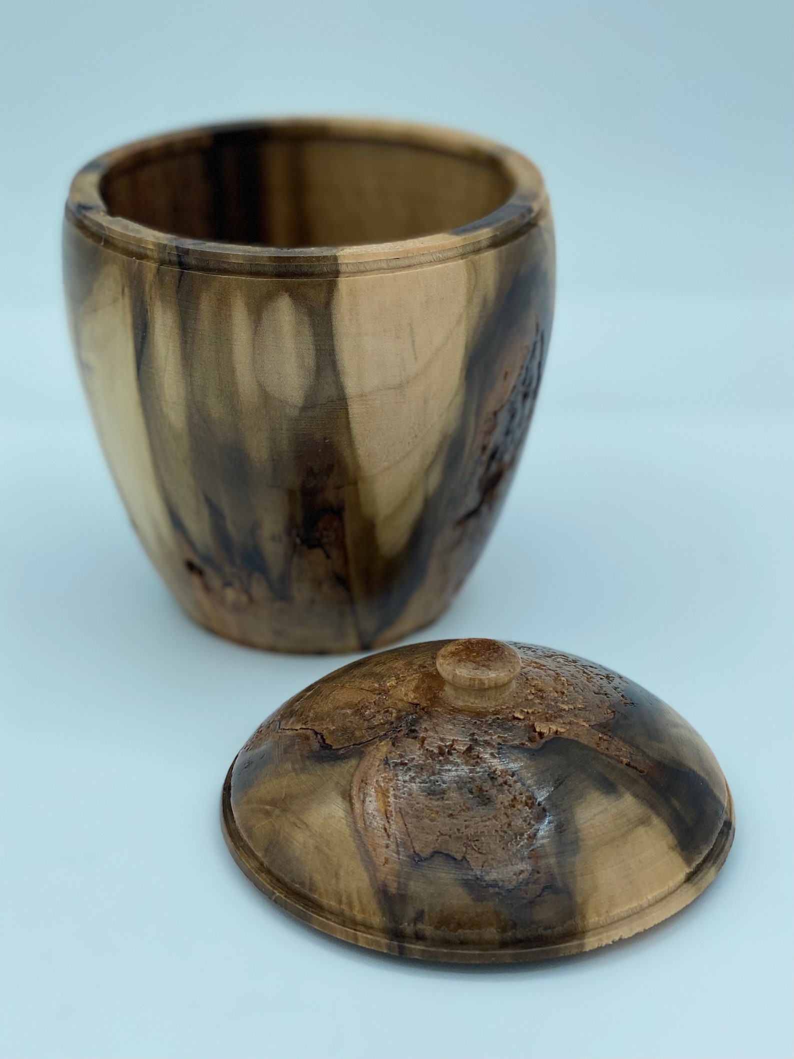 Poplar Wood Turned Handcrafted Covered Bowl of Poplar - Etsy