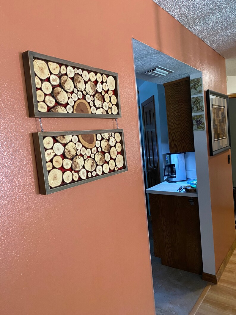 Unique Wood Slice Wall Decor Rustic Frame, Wood Wall Sculpture - Etsy