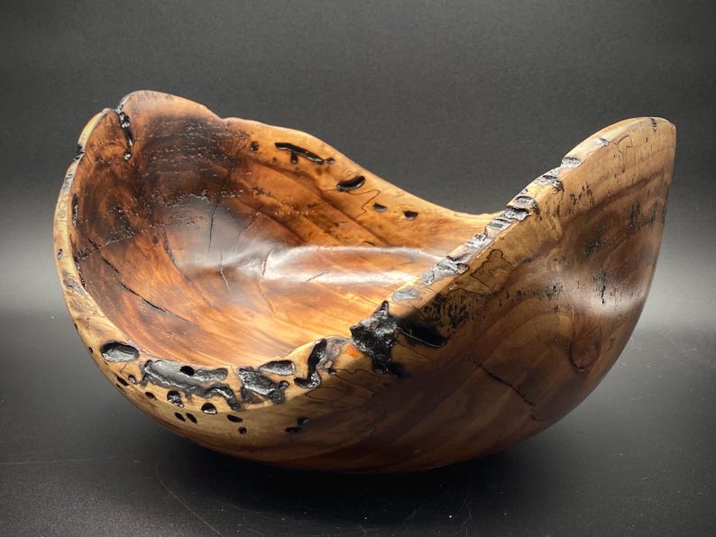 Wood Turned Handcrafted Natural Edge Decorative Bowl of Wormy Sycamore - Etsy