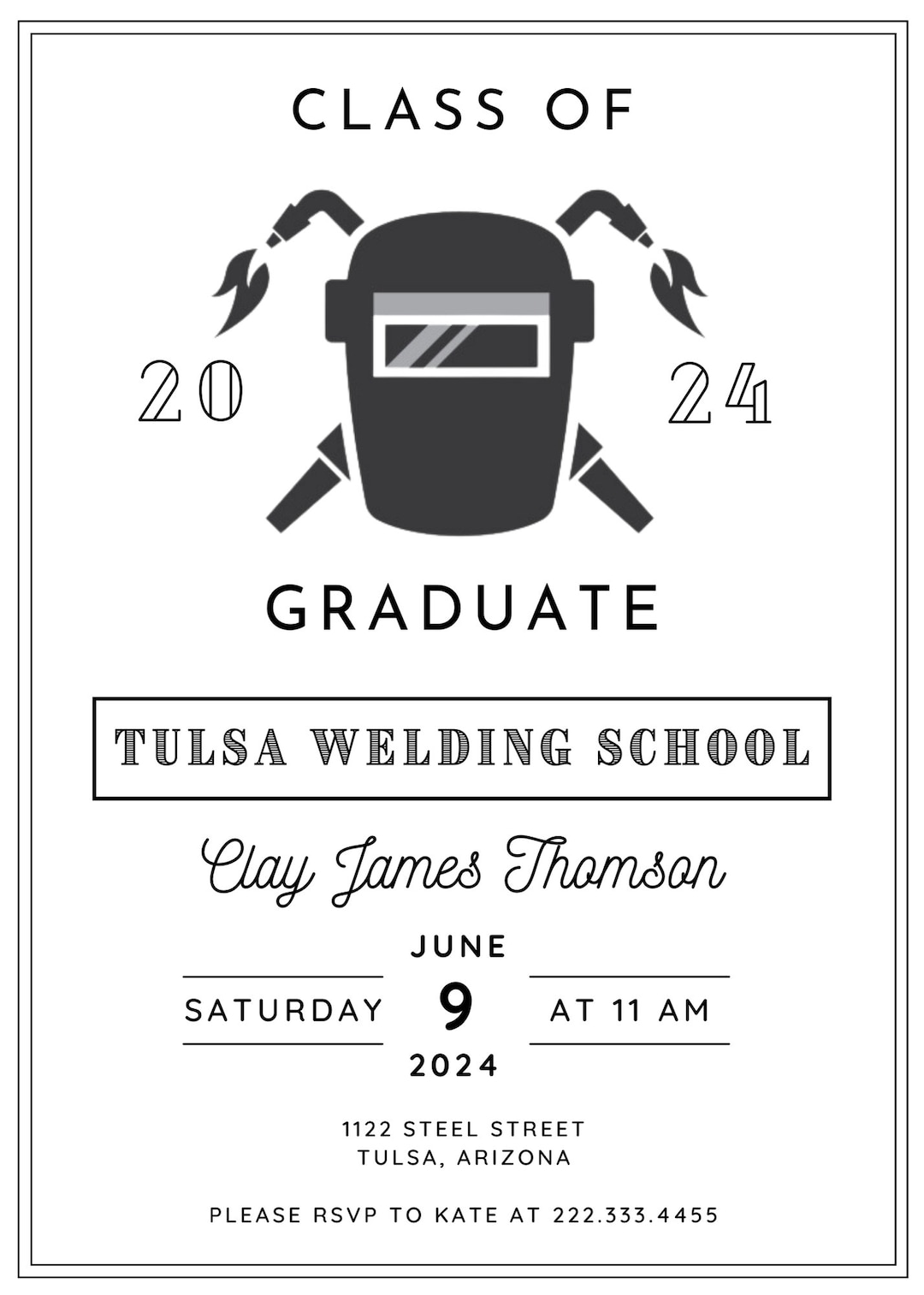 Welder Graduation Invitation Topping Out Journeyman Welder Retirement ...