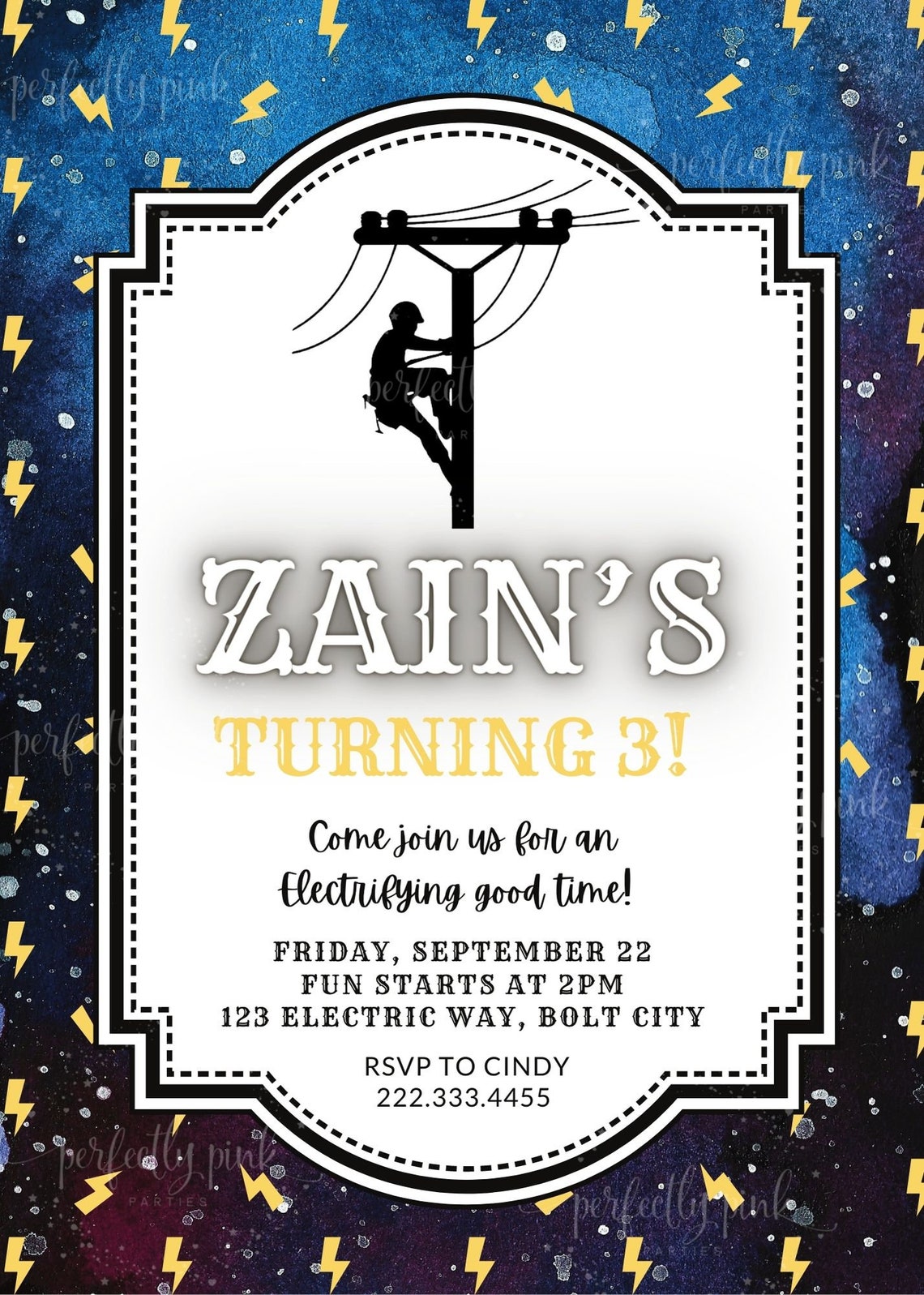 Lineman Birthday Invitation First Birthday Party Invite Journeyman ...