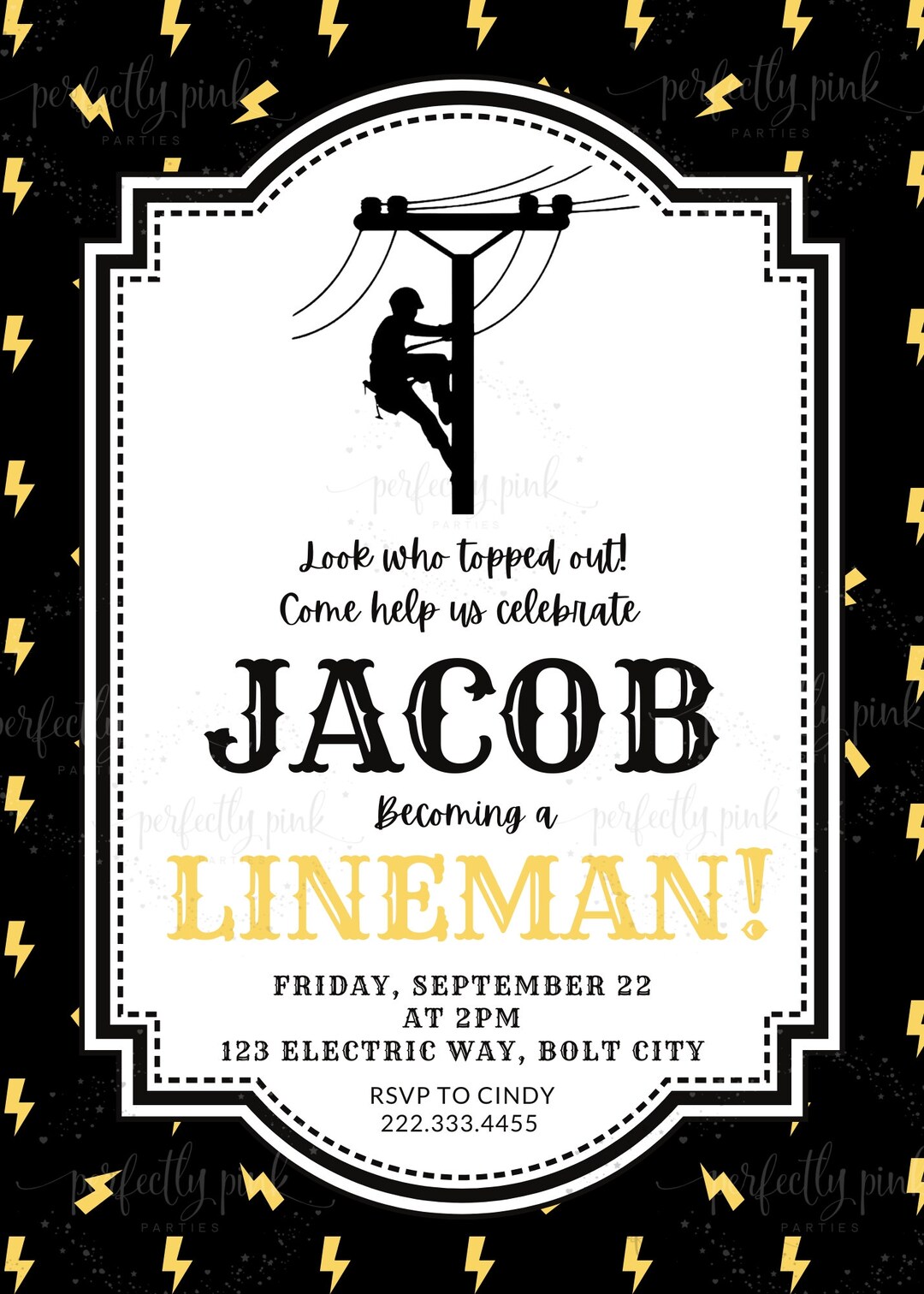 Lineman Invitation Look Who Topped Out Party Invite Journeyman Lineman ...