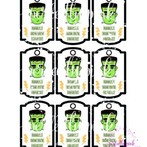 Instant Download Printable Halloween Tags Frankenstein Halloween Favor ...