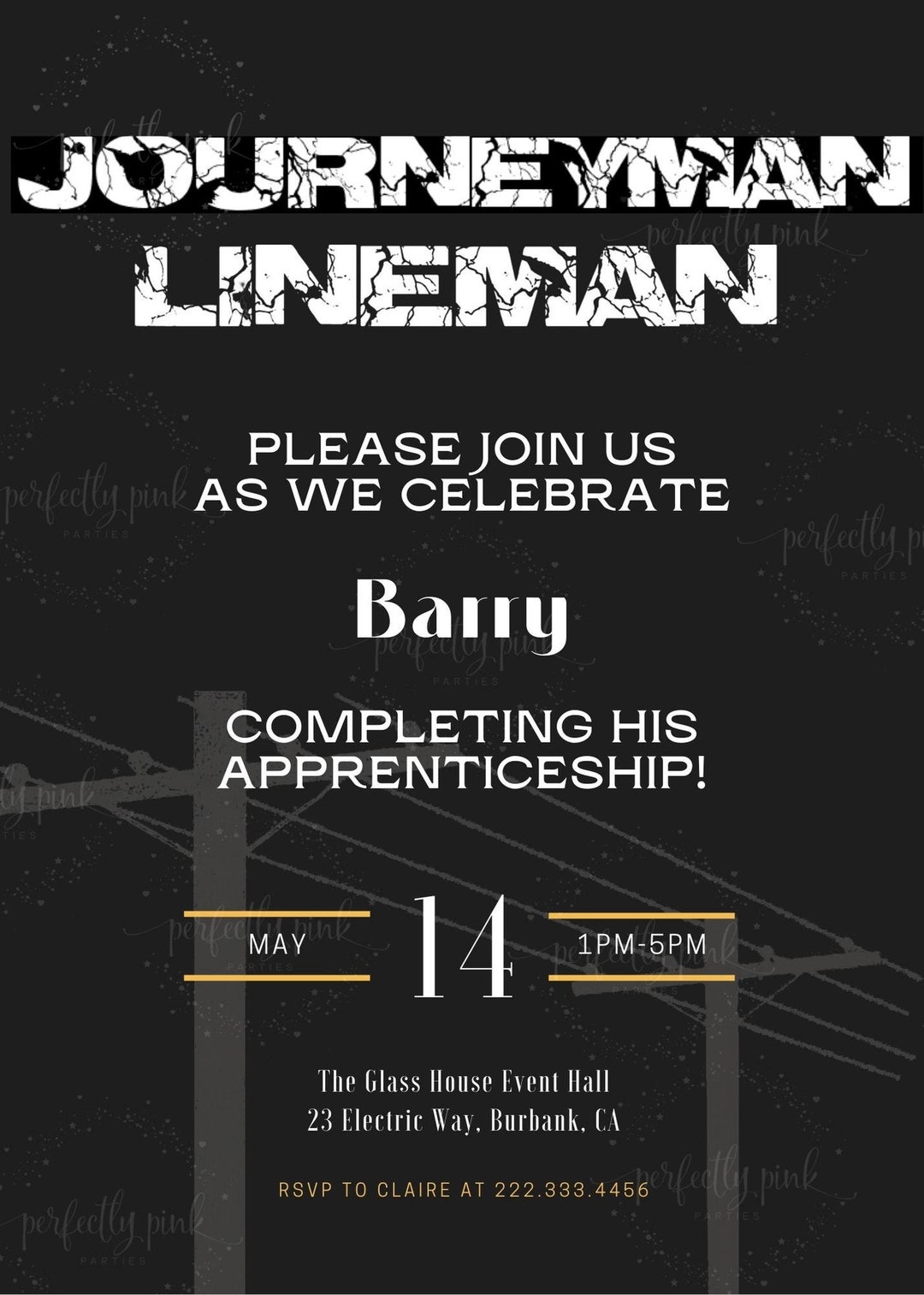 Lineman Invitation Look Who Topped Out Party Invite Journeyman Lineman ...