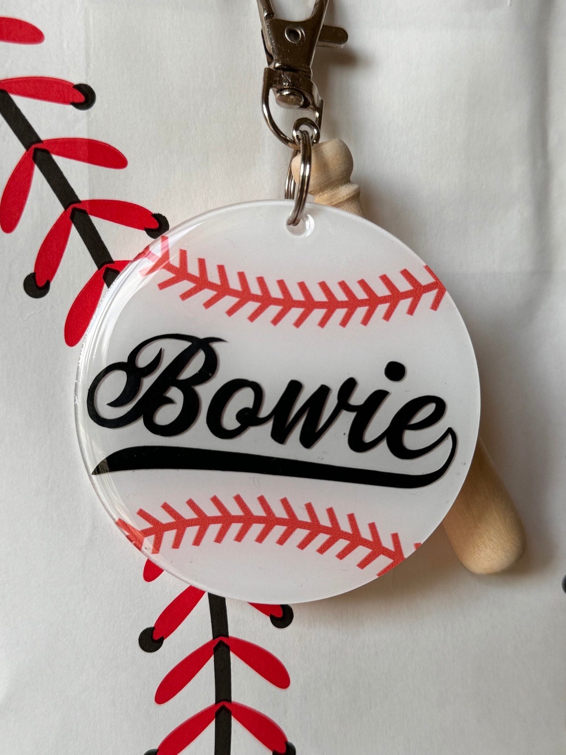 Personalized RESIN & ACRYLIC Baseball Name Tag and Bag for Bag Gifts ...