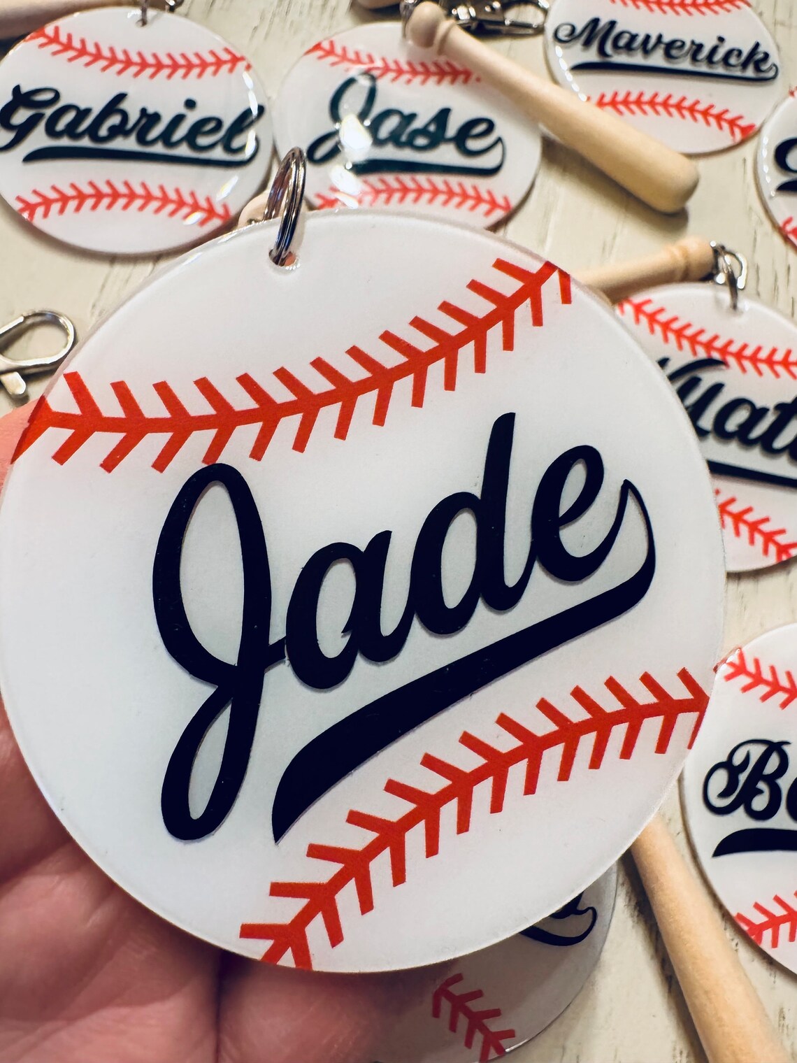 Personalized RESIN & ACRYLIC Baseball Name Tag and Bag for Bag Gifts ...