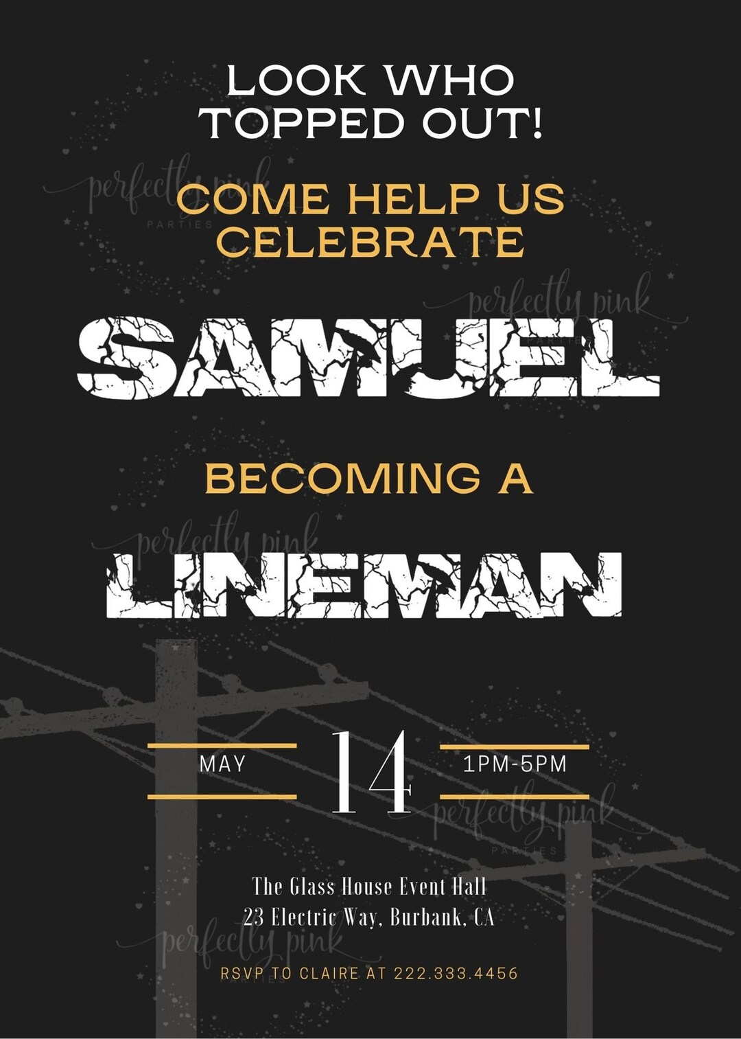 Lineman Invitation Look Who Topped Out Party Invite Journeyman Lineman ...
