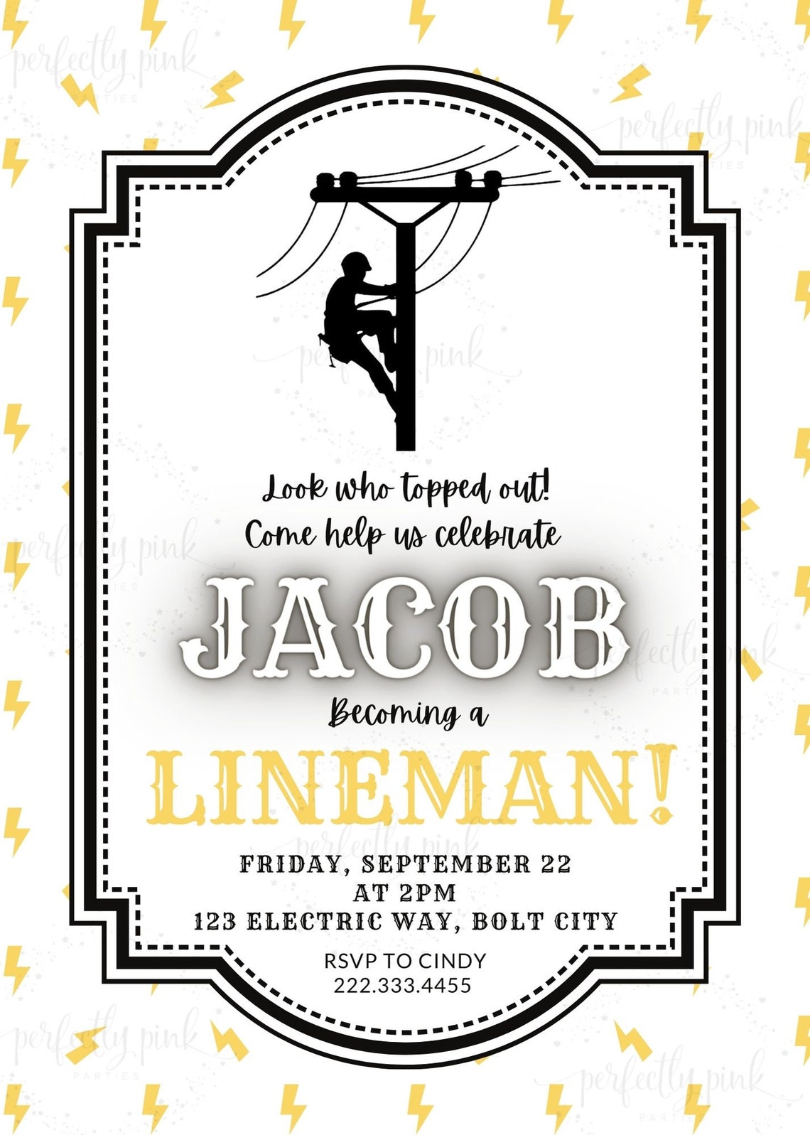 Lineman Invitation Look Who Topped Out Party Invite Journeyman Lineman ...
