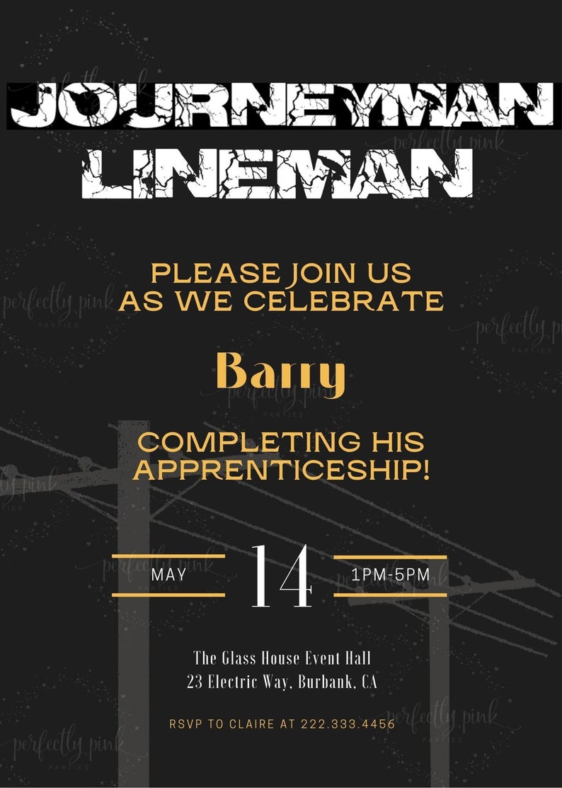 Lineman Invitation Look Who Topped Out Party Invite Journeyman Lineman ...