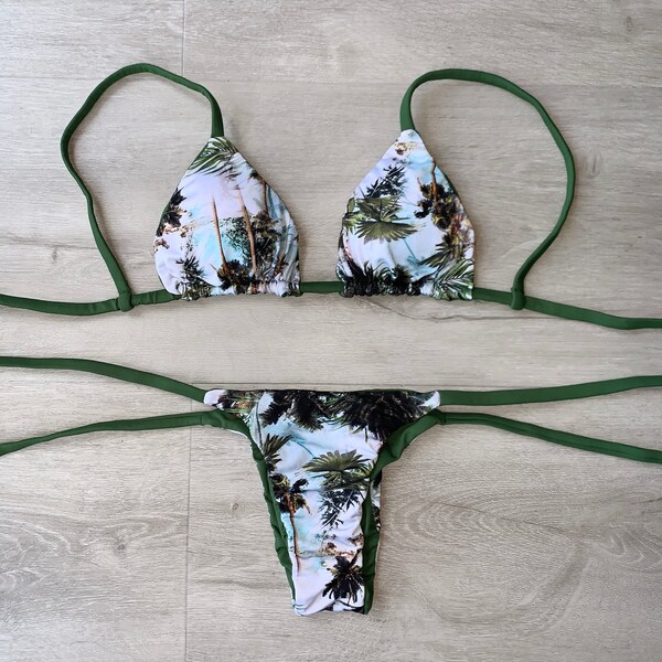 Deadstock Vintage Inspired Bikini Thong Style Floral Printed Bikini 90s