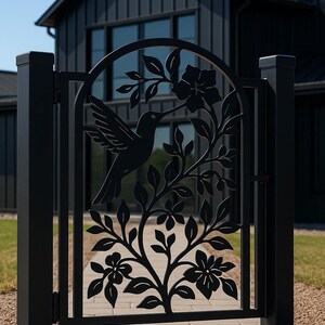 Hummingbird Garden Gate I Plasma Cut Steel, Custom Metal Entry # Model ...