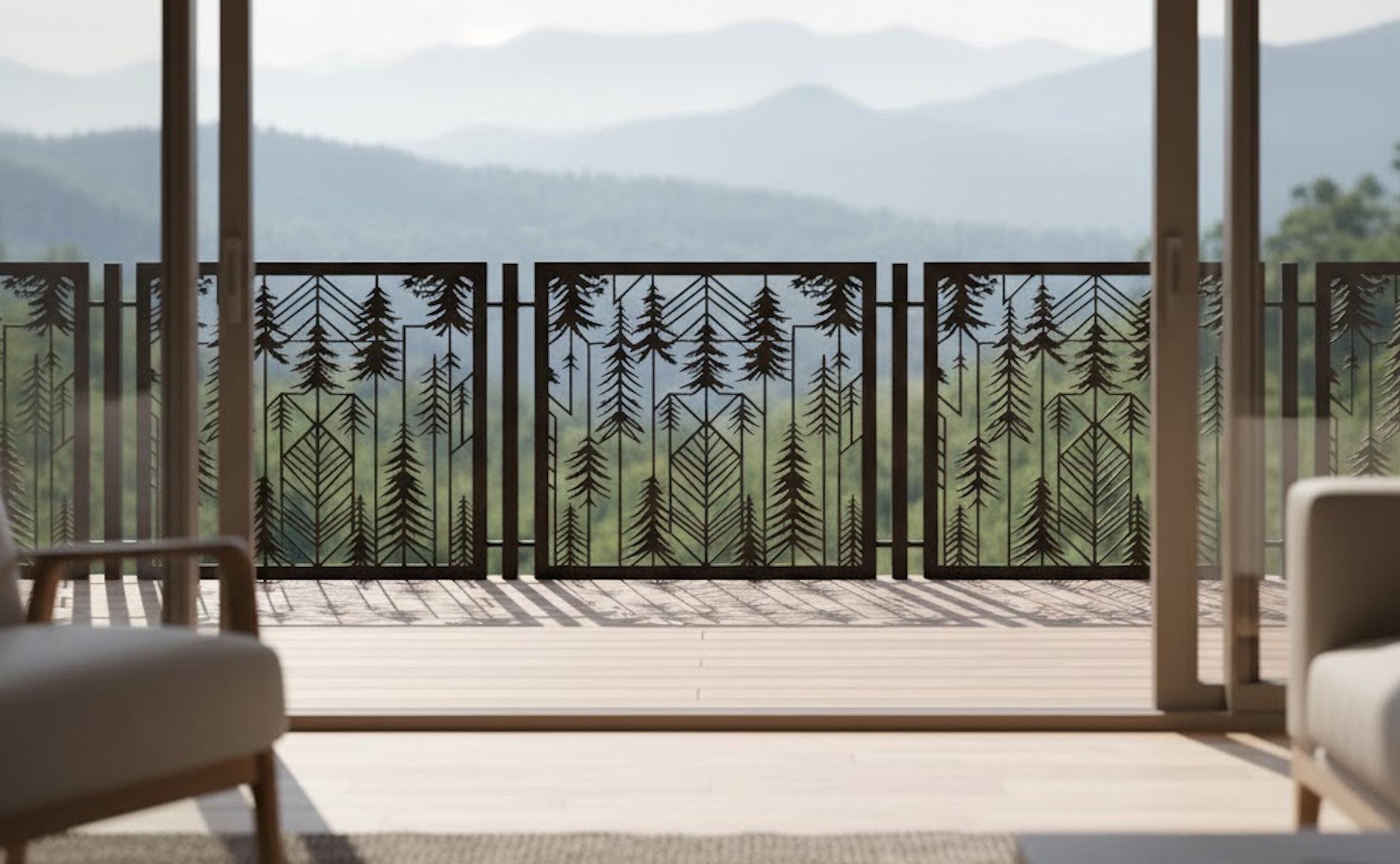 Modern Metal Privacy Screen I Outdoor Forest Fence I Panel Custom Size ...