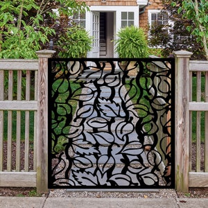 Leaf Design Metal Garden Gate: Modern Walk Thru Entry - Etsy
