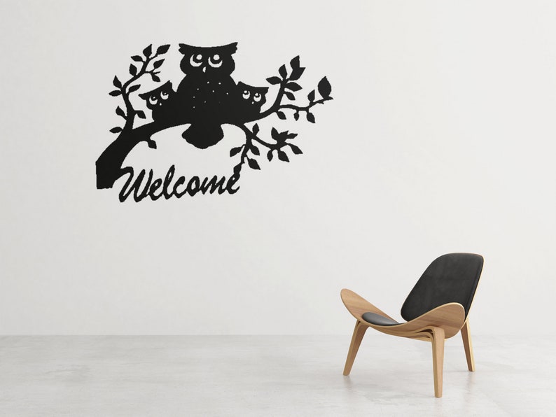 Owl Welcome Metal Wall Signs Owl Wall Metal Art | Etsy