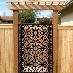 Metal Garden Gate: Steel Privacy Panel, Wood Frame - Etsy