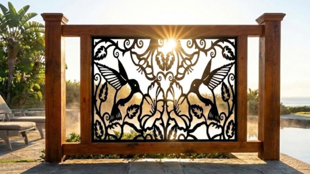 Metal Privacy Panel: Hummingbird Decorative Outdoor Screen - Etsy