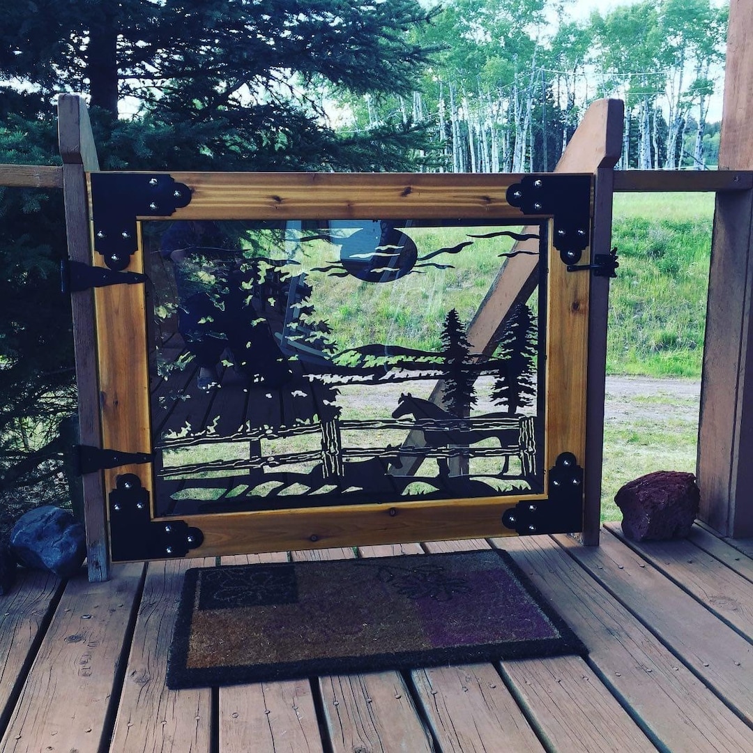 Horse Metal Art Gate: Wood Frame Backyard Gate (4'x3') - Etsy