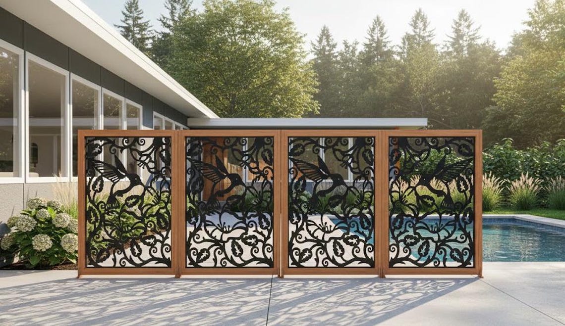 Metal Hummingbird Decorative Panel | Garden Gate Insert | Railing or ...