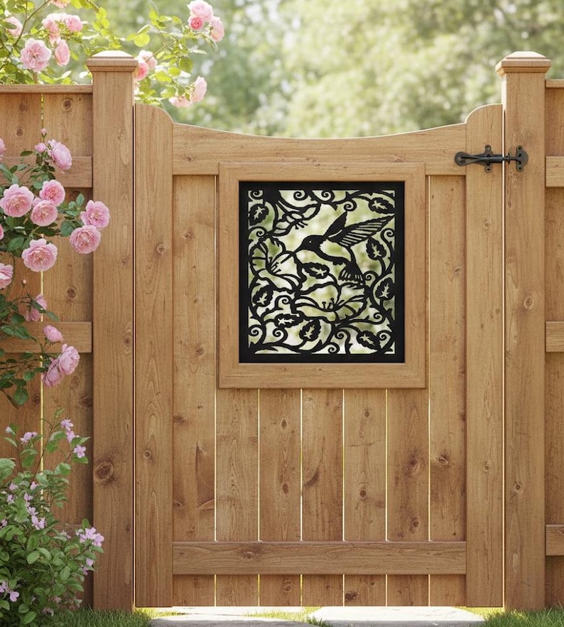 Metal Hummingbird Decorative Panel | Garden Gate Insert | Railing or ...