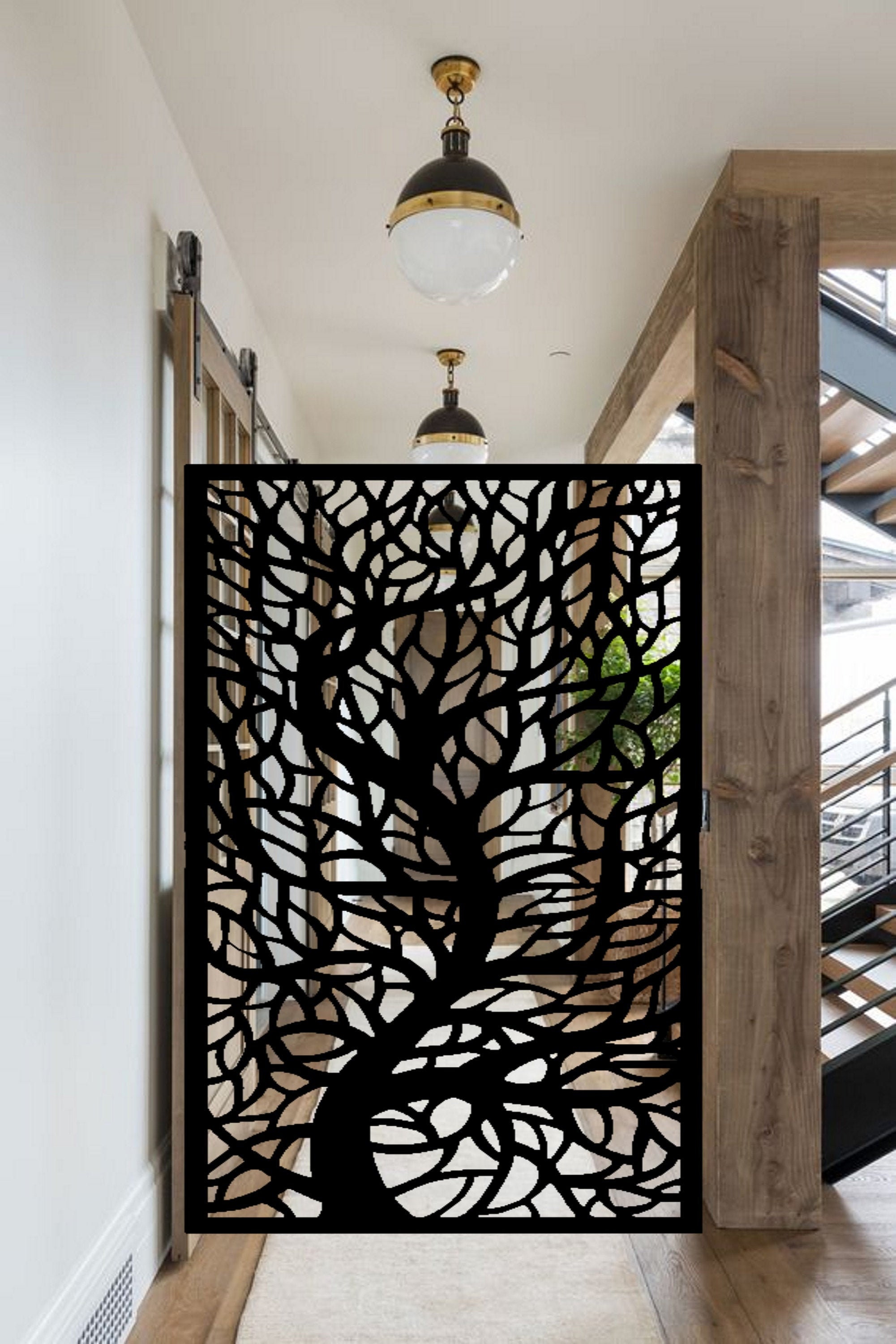 Decorative Laser Cut Privacy Metal Screen Panel Privacy Screen With Tree Branches Etsy UK
